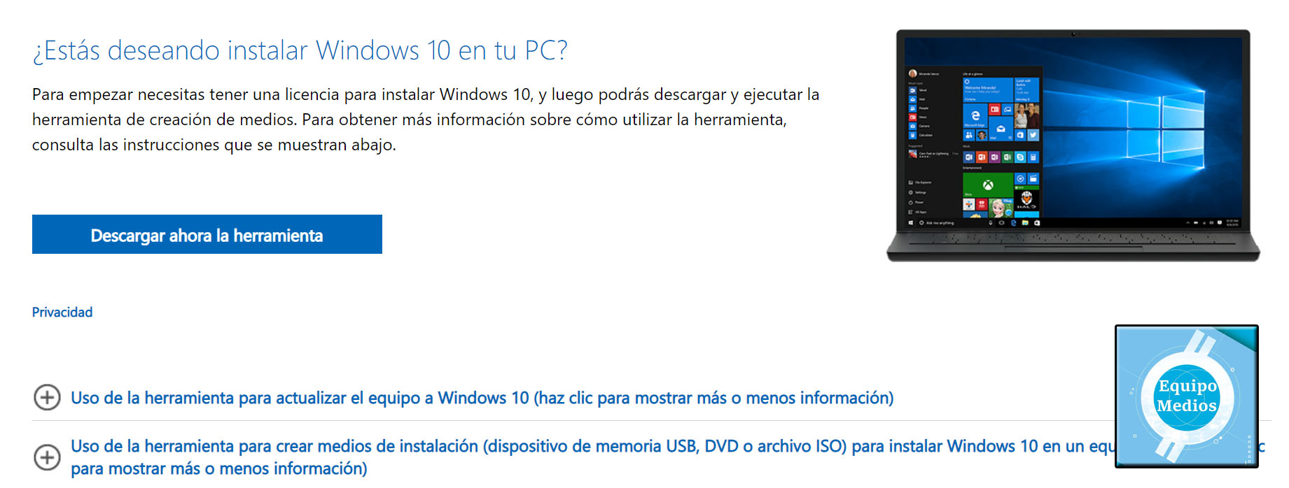 Cómo descargar Windows 10 desde la página oficial | Equipo Medios | Blog
